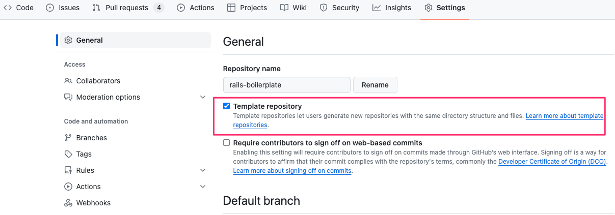 [Rails]boilerplateを作成してGithubのTemplate Repositoryにする方法